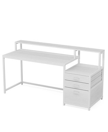 Tribesigns 63 Inch Computer Desk with File Drawer Cabinet, Ergonomic ...