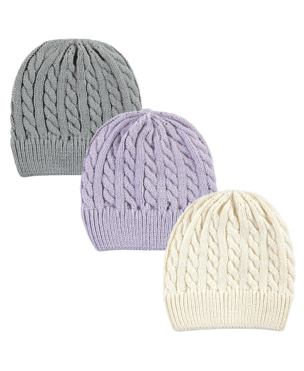 Click here for Hudson Baby Girls 3Pk Knitted Hats - Lilac cream prices