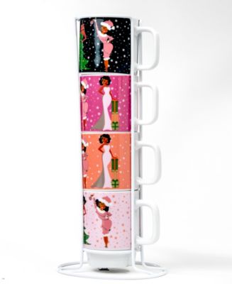 Black Paper Party Rich Auntie Vibes Mug Tower,Set of 4 - Macy's