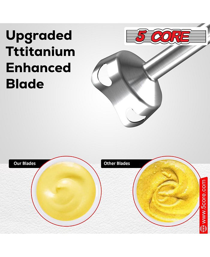 5 Core Immersion Blender Handheld 400W Copper Motor w 800ml Mixing ...