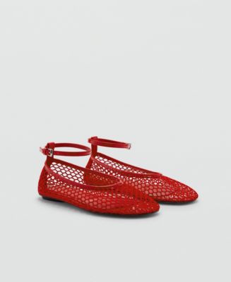 Mango Women's Buckle Strap Mesh Ballerinas - Macy's