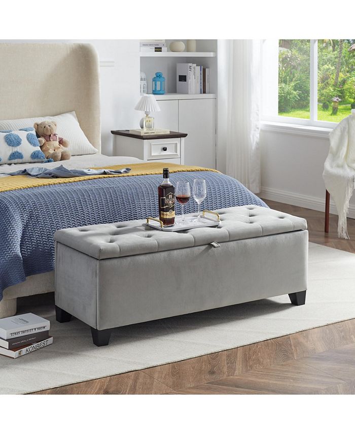Simplie Fun Plush Storage Ottoman with Ample Space and Durable ...