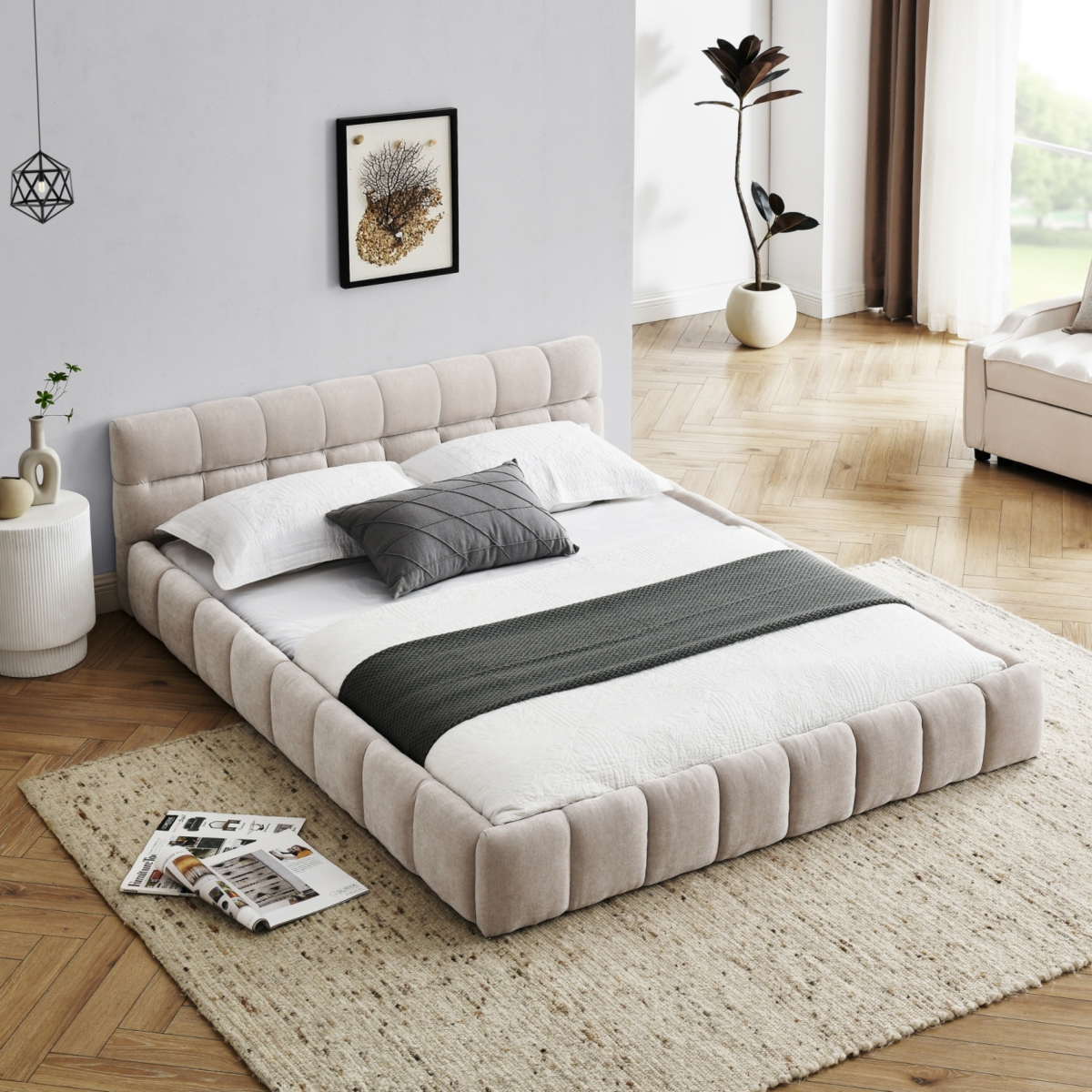 Click here for Streamdale Queen Size Upholstered Platform Bed wit... prices