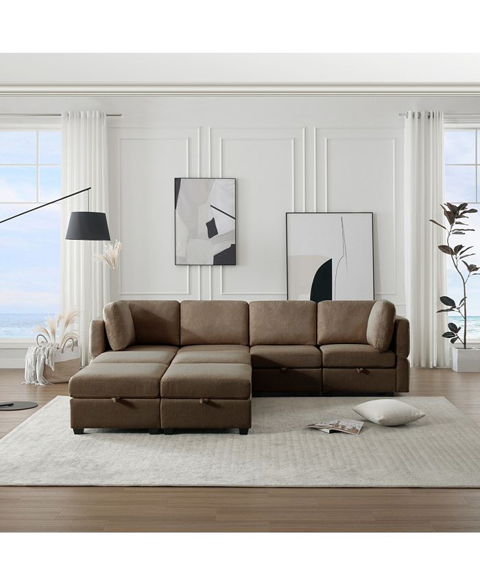 Simplie Fun Modular Sectional Sofa with Storage and Adjustable Backs ...