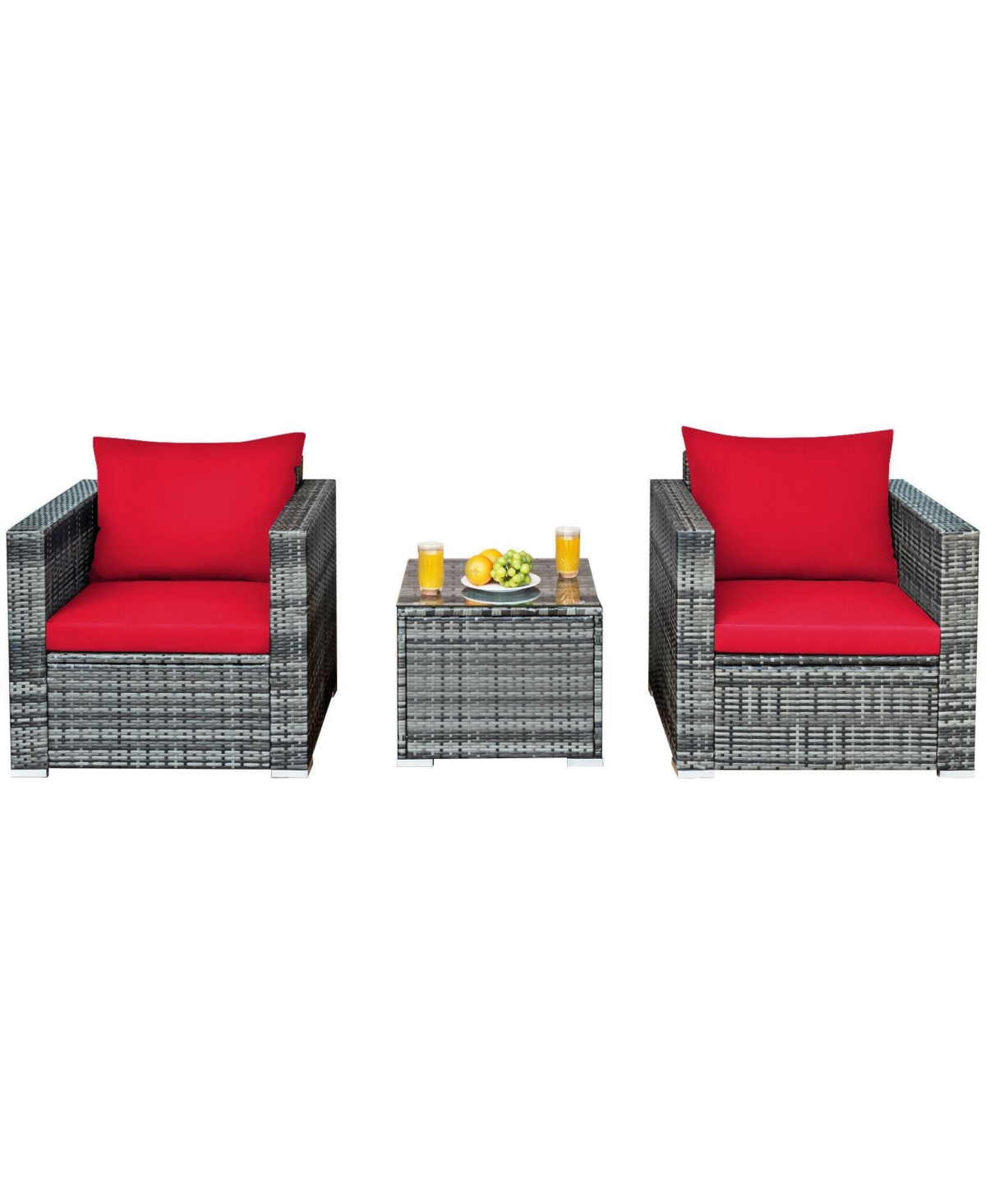 Click here for Skonyon 3 Pieces Patio Rattan Furniture Bistro Sof... prices