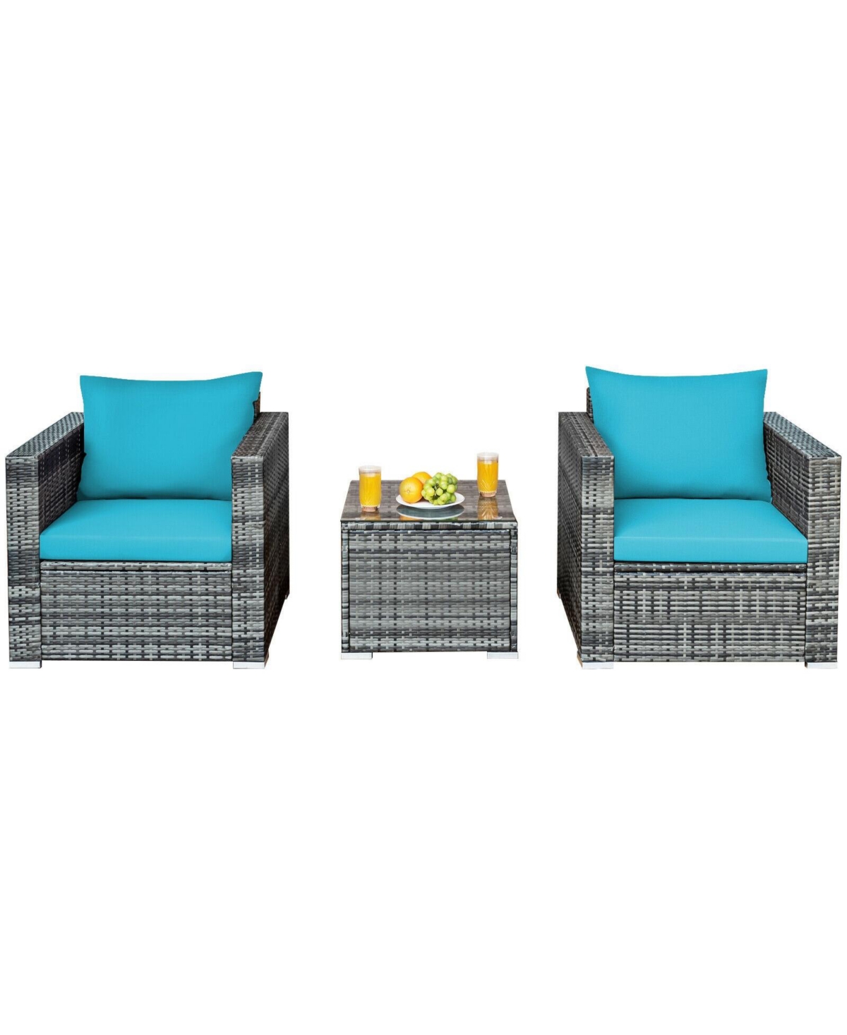 Click here for Skonyon 3 Pieces Patio Rattan Furniture Bistro Sof... prices