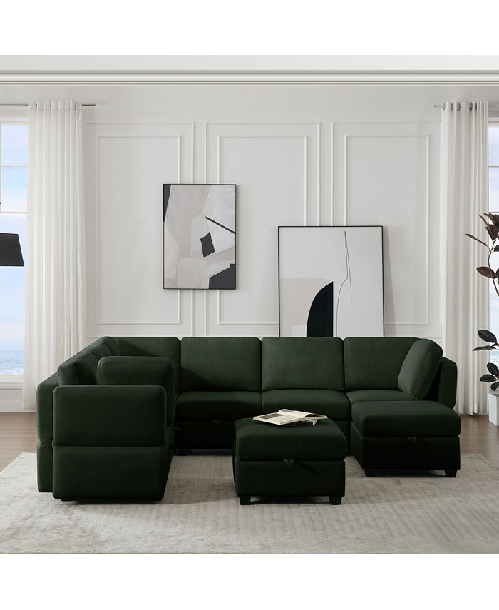 Simplie Fun Modular Sectional Sofa with Storage, Adjustable Arms ...