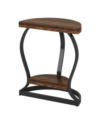 Tribesigns Half-Round End Table, 2-Tier Half Moon Side Table Semi ...