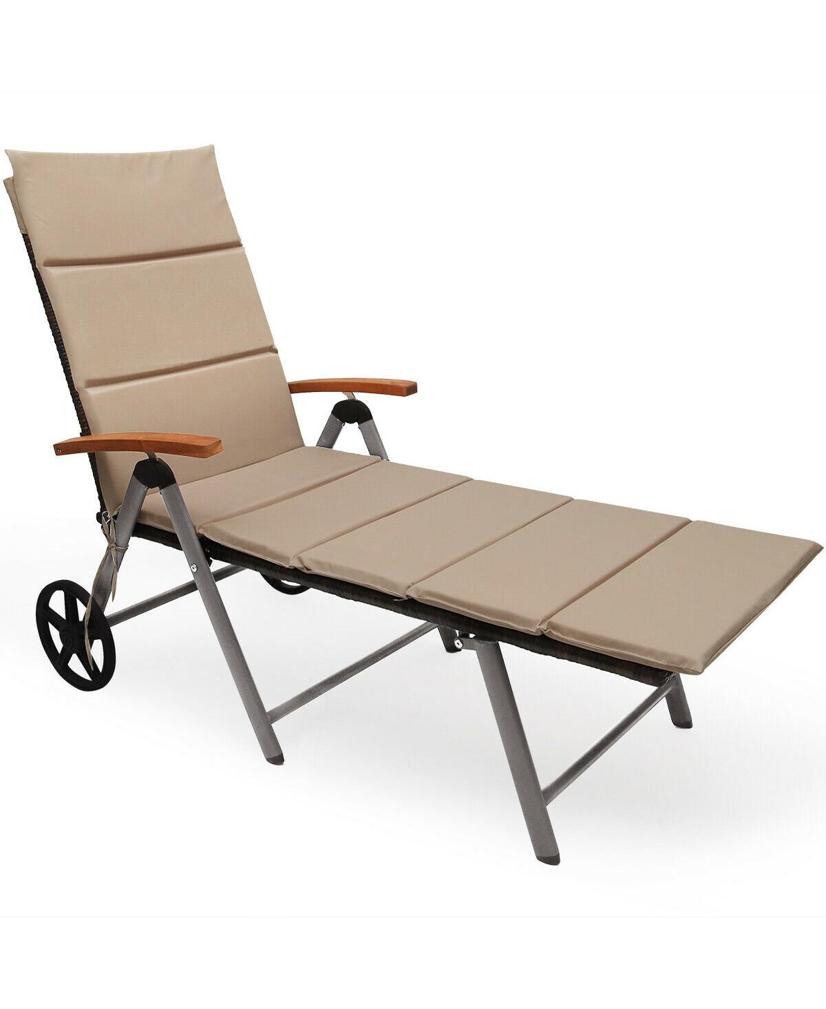 Click here for Gymax Folding Patio Rattan Lounge Chair Chaise Cus... prices