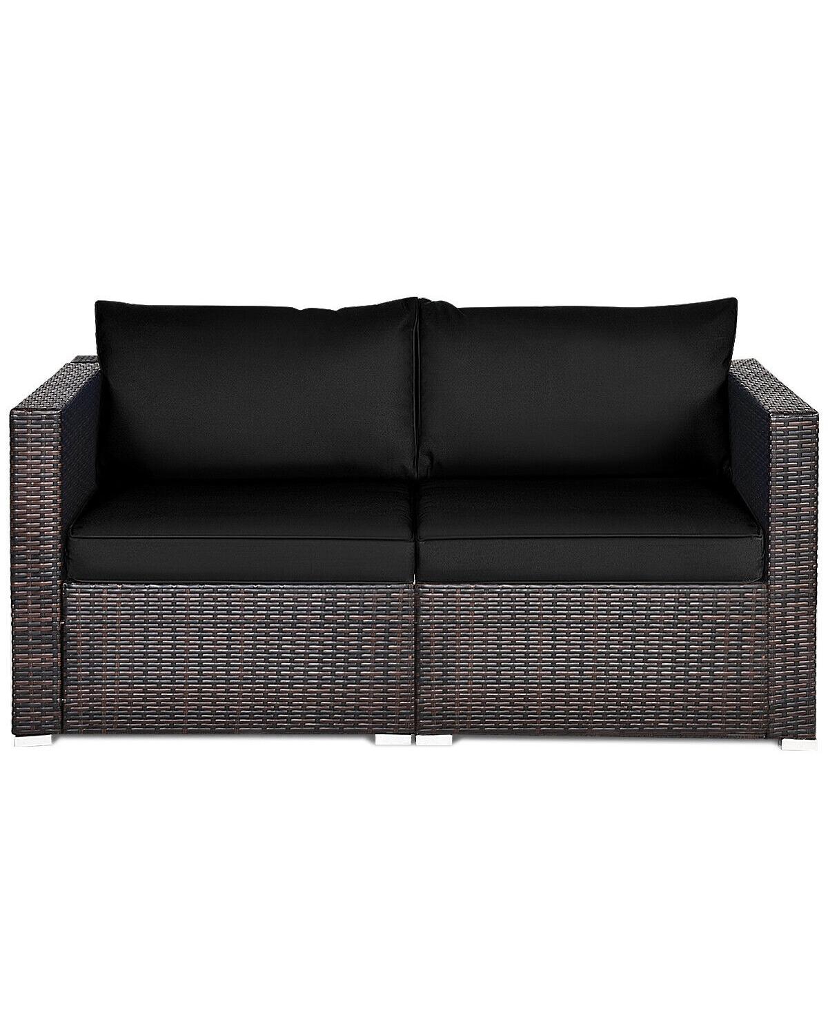Click here for 2 Pieces Patio Rattan Sectional Conversation Sofa... prices