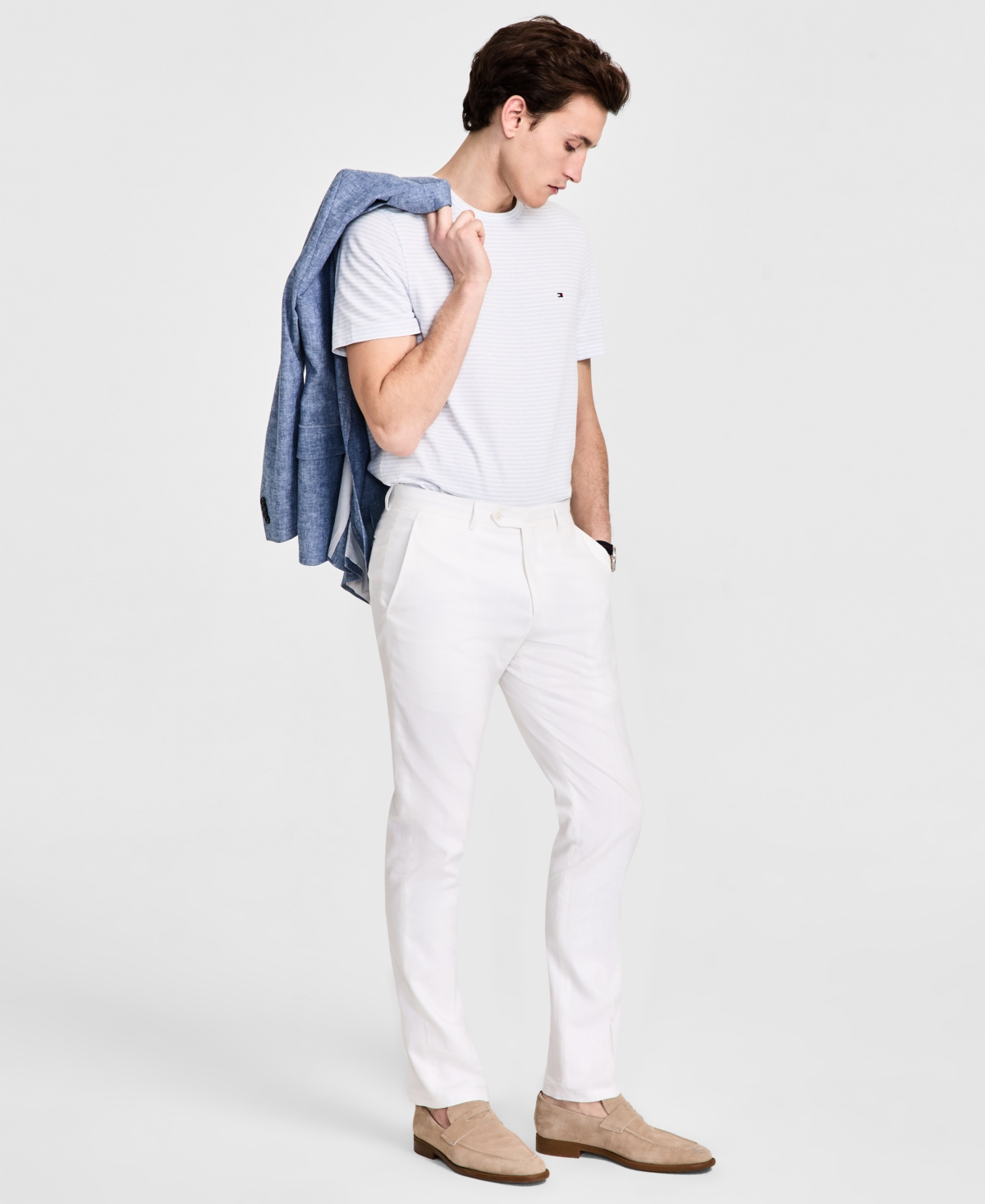 Click here for Tommy Hilfiger Mens Modern-Fit Linen Pants - White prices