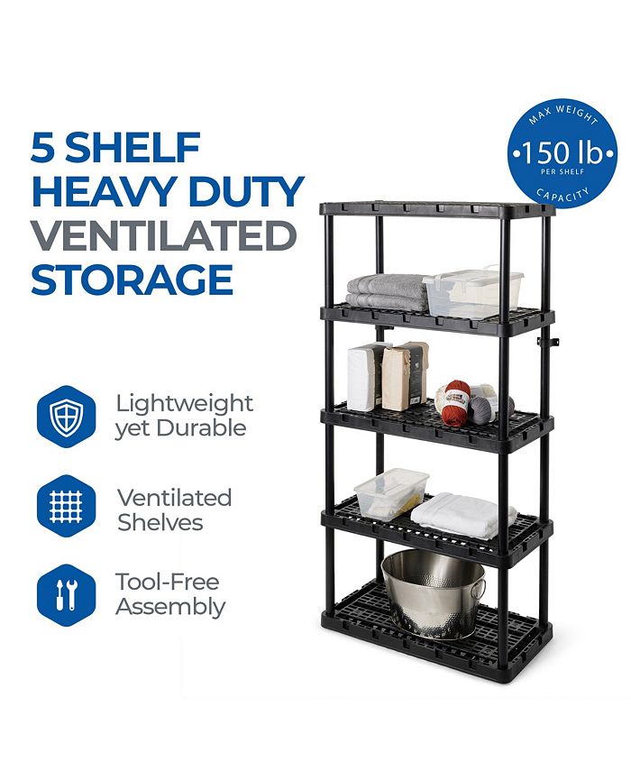 Gracious Living 5 Shelf Knect-A-Shelf Ventilated Heavy Duty Storage ...