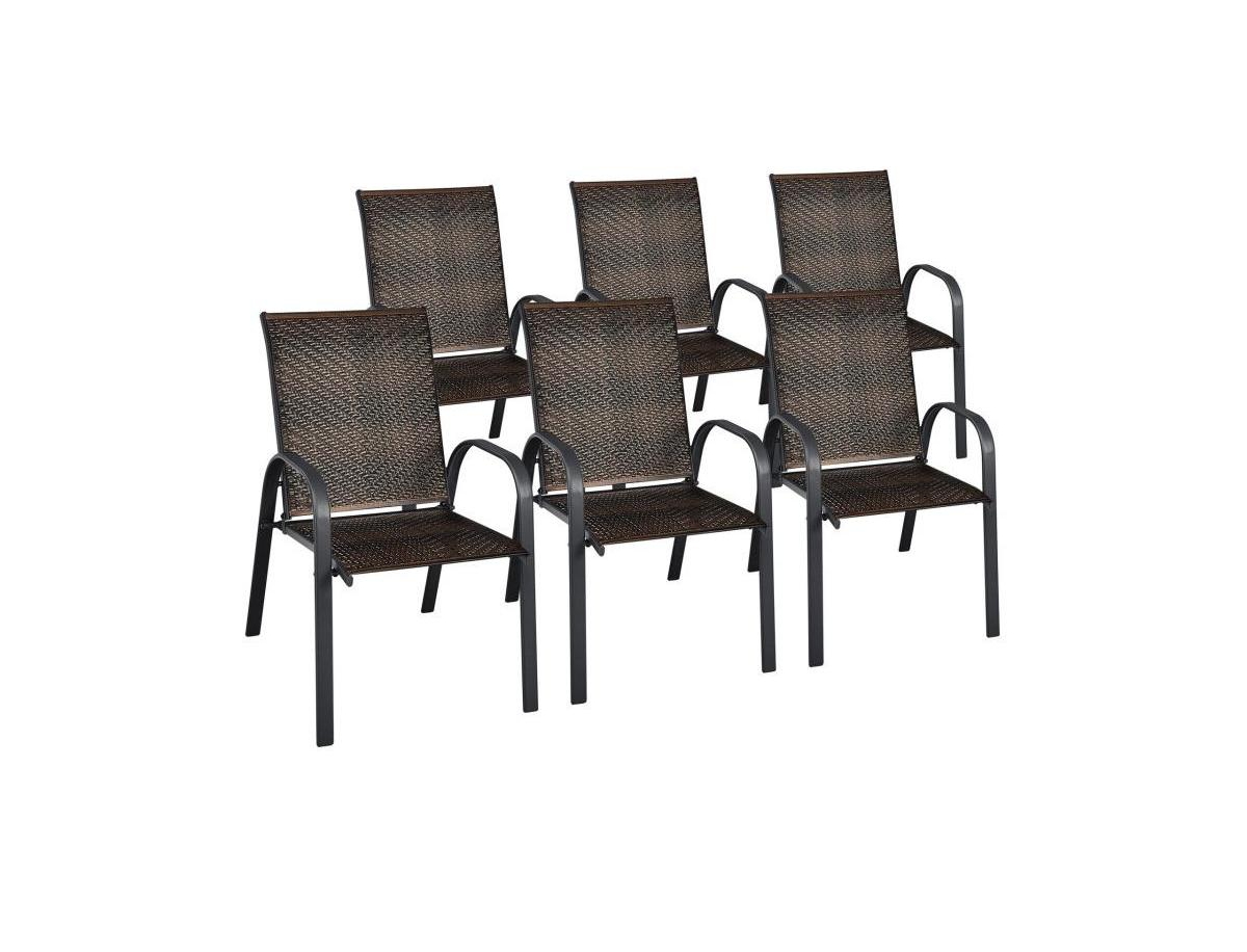 Click here for Skonyon Set of 6 Outdoor Pe Wicker Stackable Chair... prices