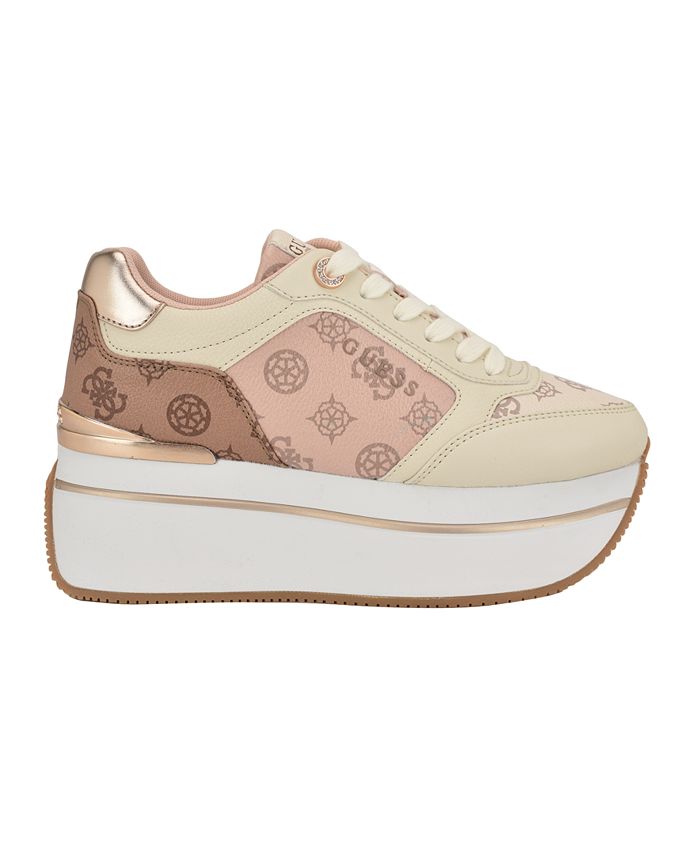 GUESS Women's Camrio Casual Double Platform Lace Up Sneakers - Macy's