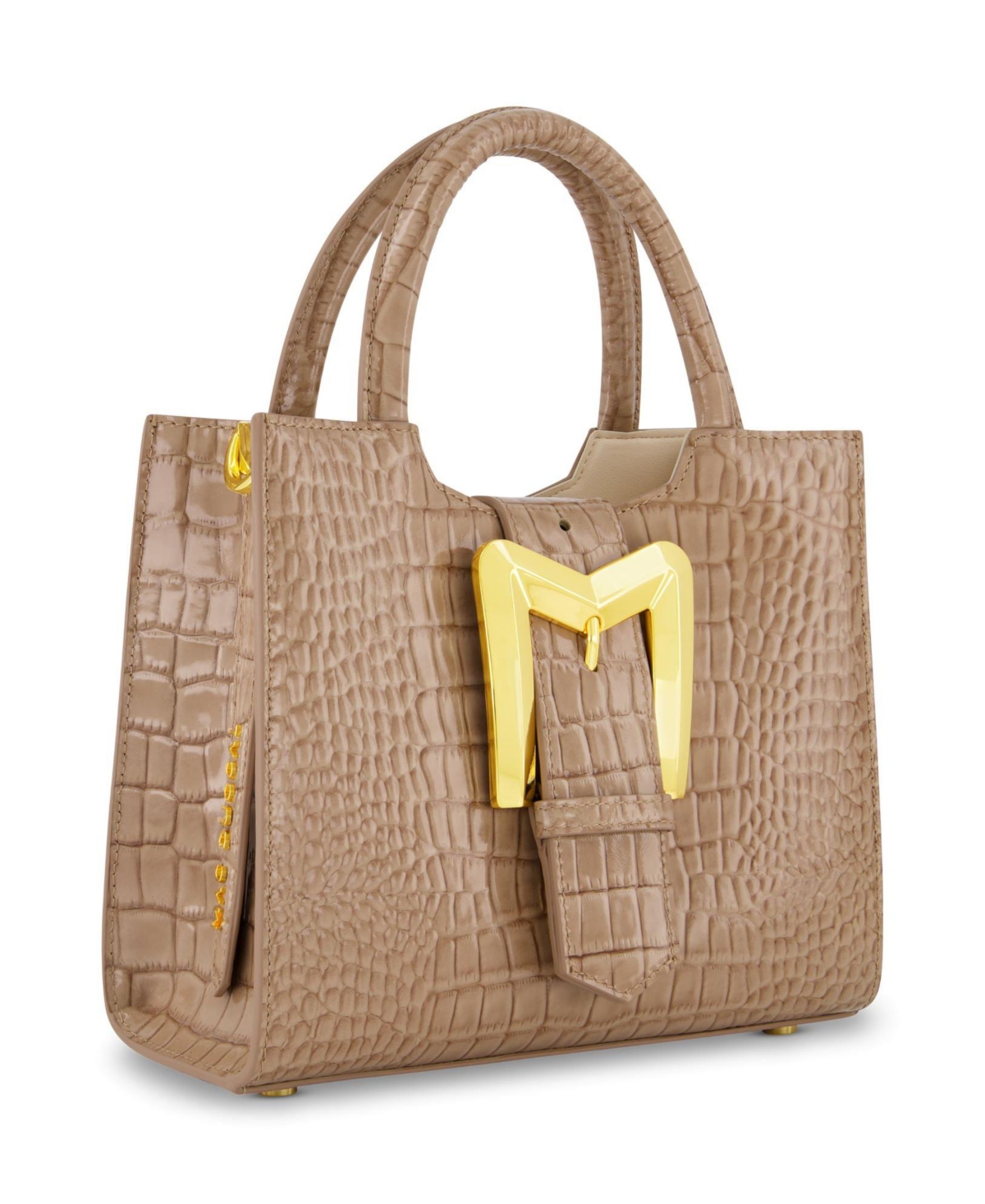Click here for Crocodile Embossed Leather Gold Buckle Tote Bag -... prices
