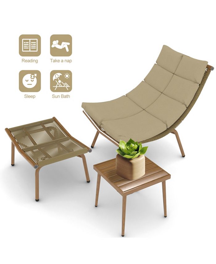 Simplie Fun Elegant Chaise Lounge with Table for Indoor/Outdoor ...