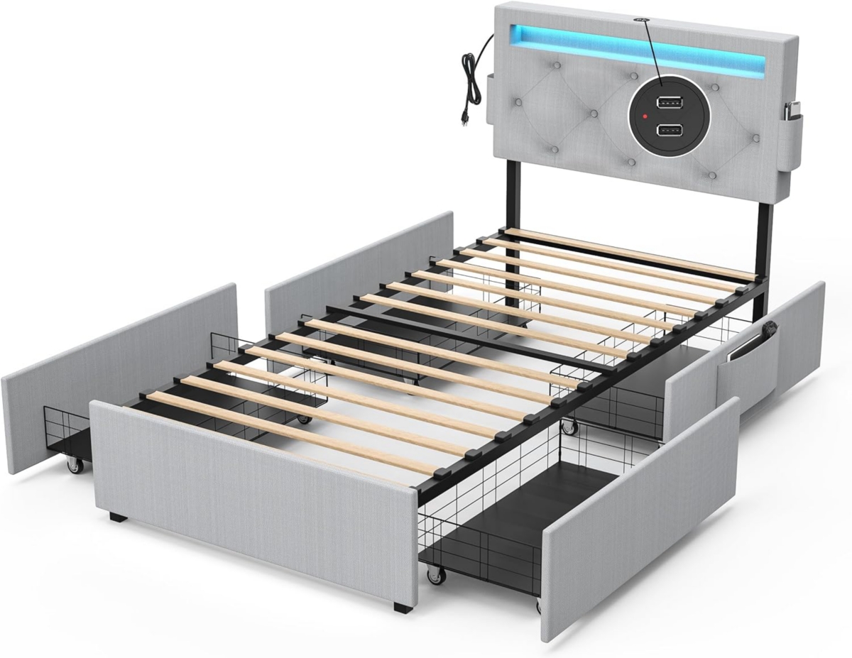 Click here for Streamdale Furniture Twin Bed Frame with Usb Charg... prices