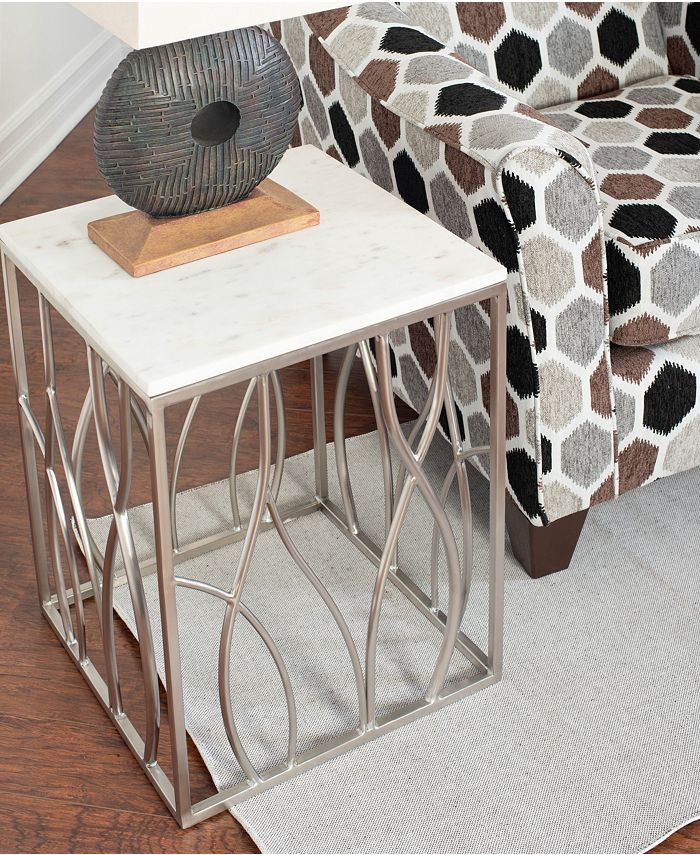 Simplie Fun Square Marble End Table with Stainless Steel Base - Macy's