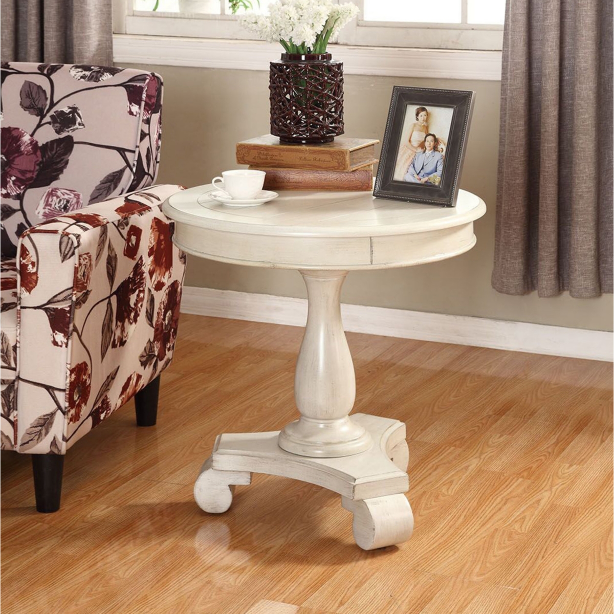 Click here for Streamdale Furniture Round Wood Pedestal Side Tabl... prices