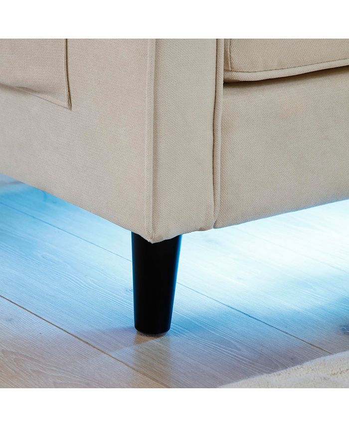 Simplie Fun Cozy Sofa Couch with USB Charging, Pockets, Ambient Light ...