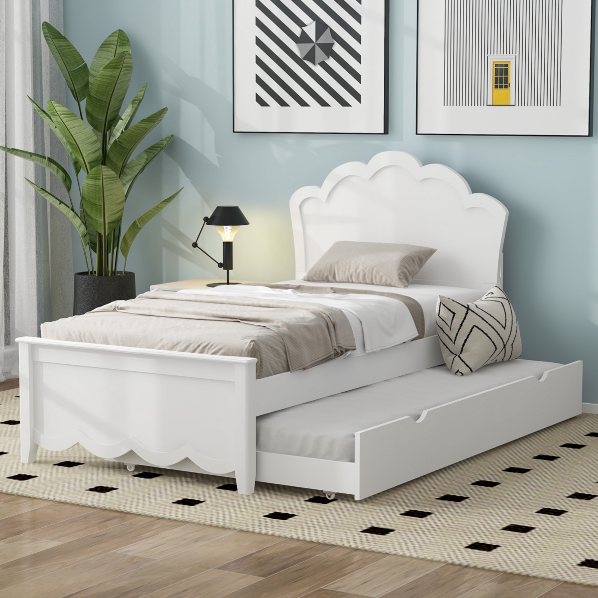 Click here for Streamdale Twin Size Wood Platform Bed with Headbo... prices