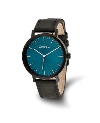 Chisel Matte Black IP-plated Blue Dial Watch - Macy's