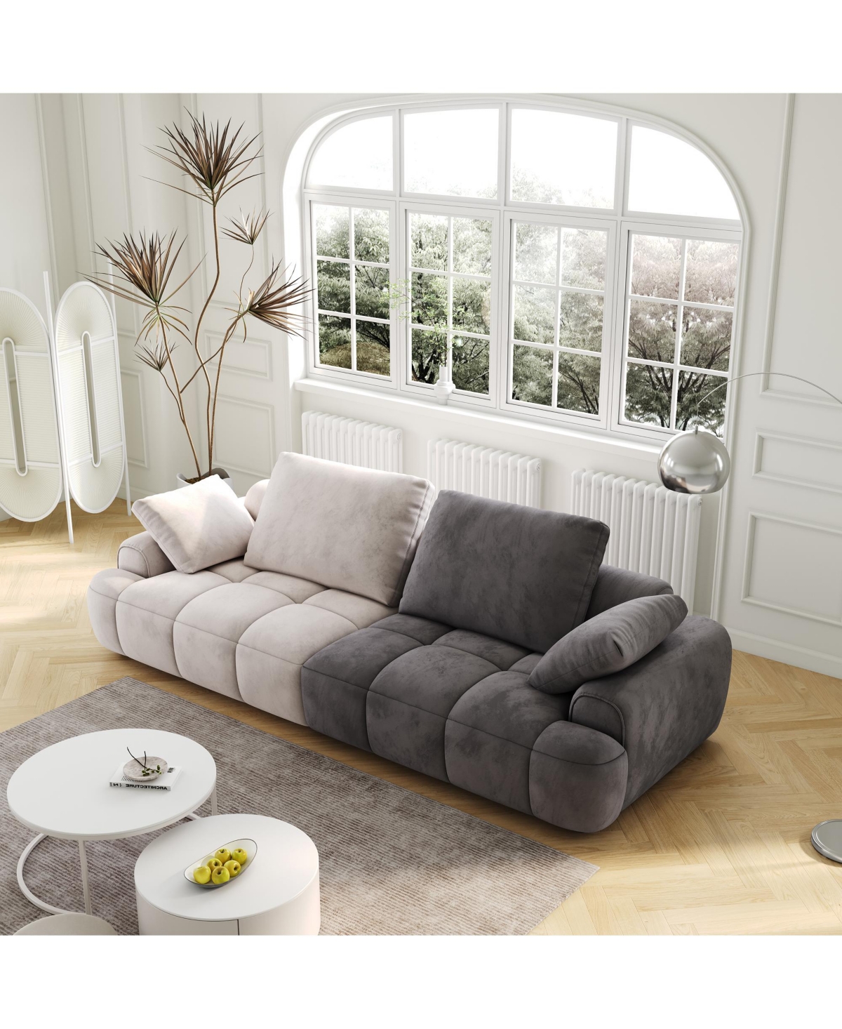 Click here for Streamdale Furniture 86.6 Oversized Beige & Gray S... prices