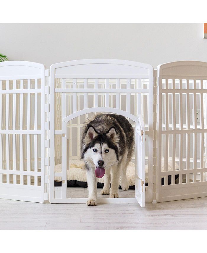 IRIS USA 8-Panel 34-inch Exercise Pet Playpen with Door, White - Macy's