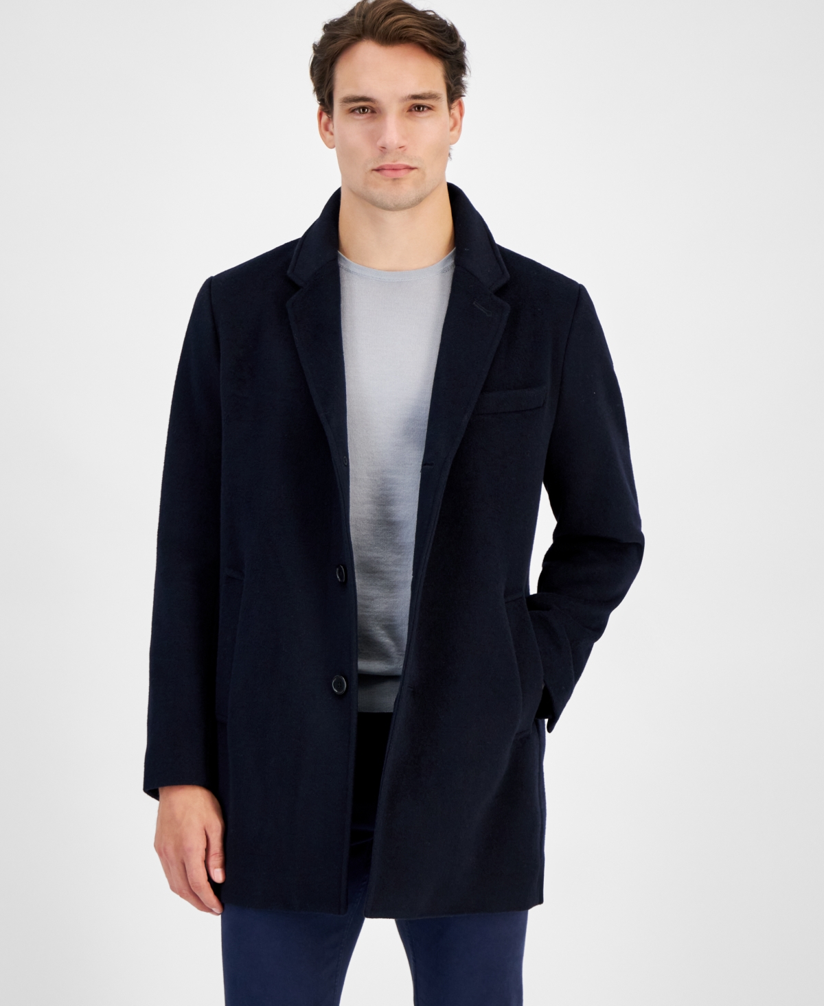 Click here for Michael Kors Mens Wool-Blend Car Coat - Dark Navy prices