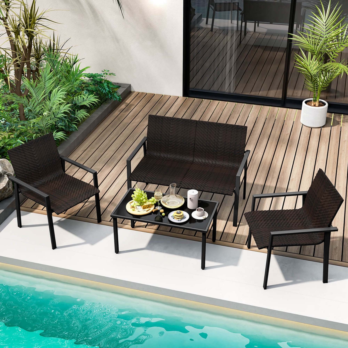 Click here for Costway 4 Pcs Outdoor Wicker Patio Furniture Set w... prices
