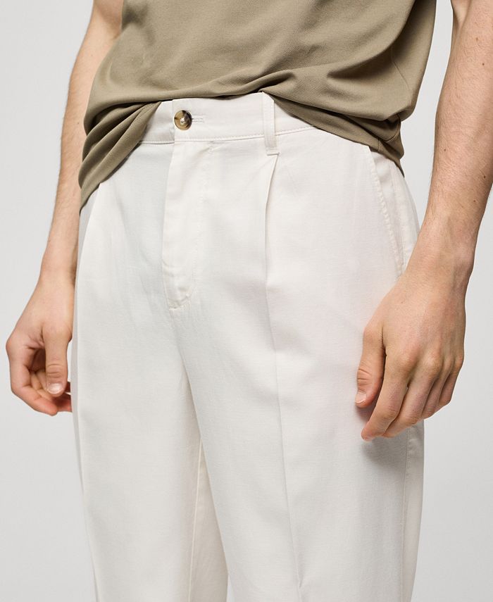 MANGO Men's Cotton Lyocell Pleated Pants - Macy's