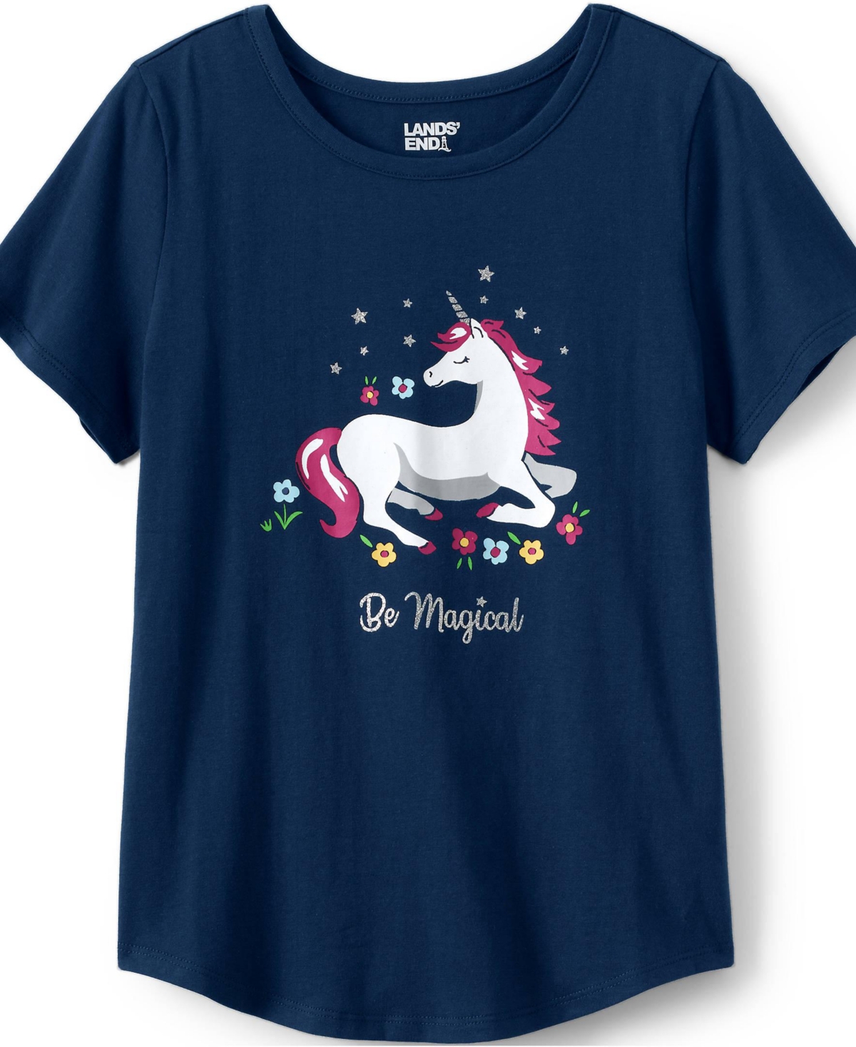 Click here for Lands End Big Girls Plus Short Sleeve Curved Hem G... prices