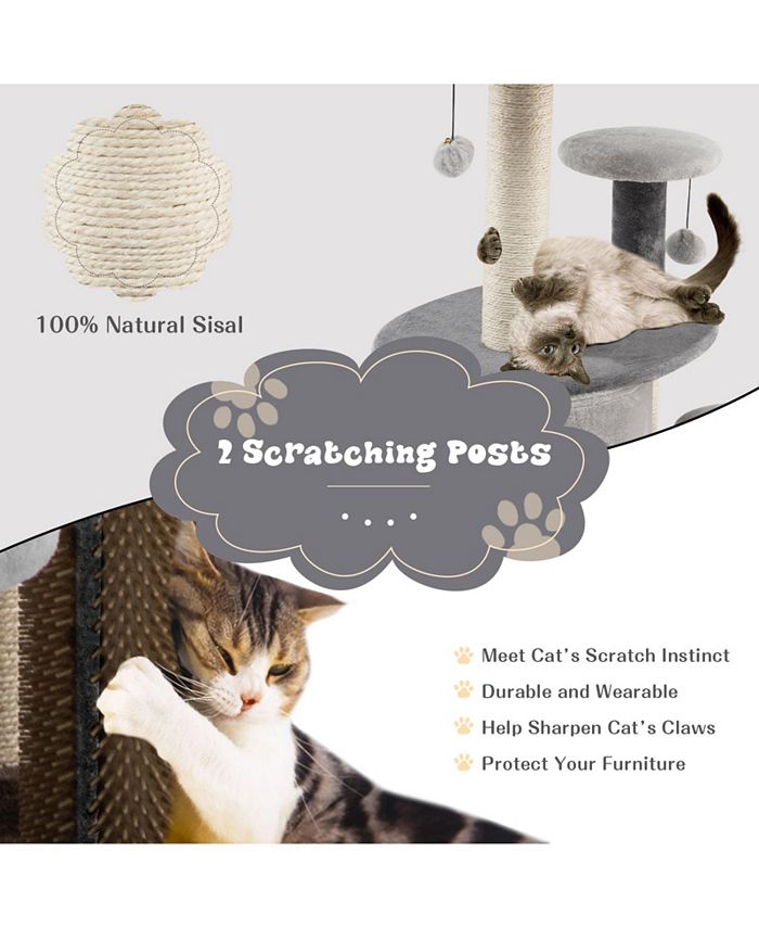 SUGIFT 40 Inch Cat Tree Tower Multi-Level Activity Tree with 2-Tier Cat ...
