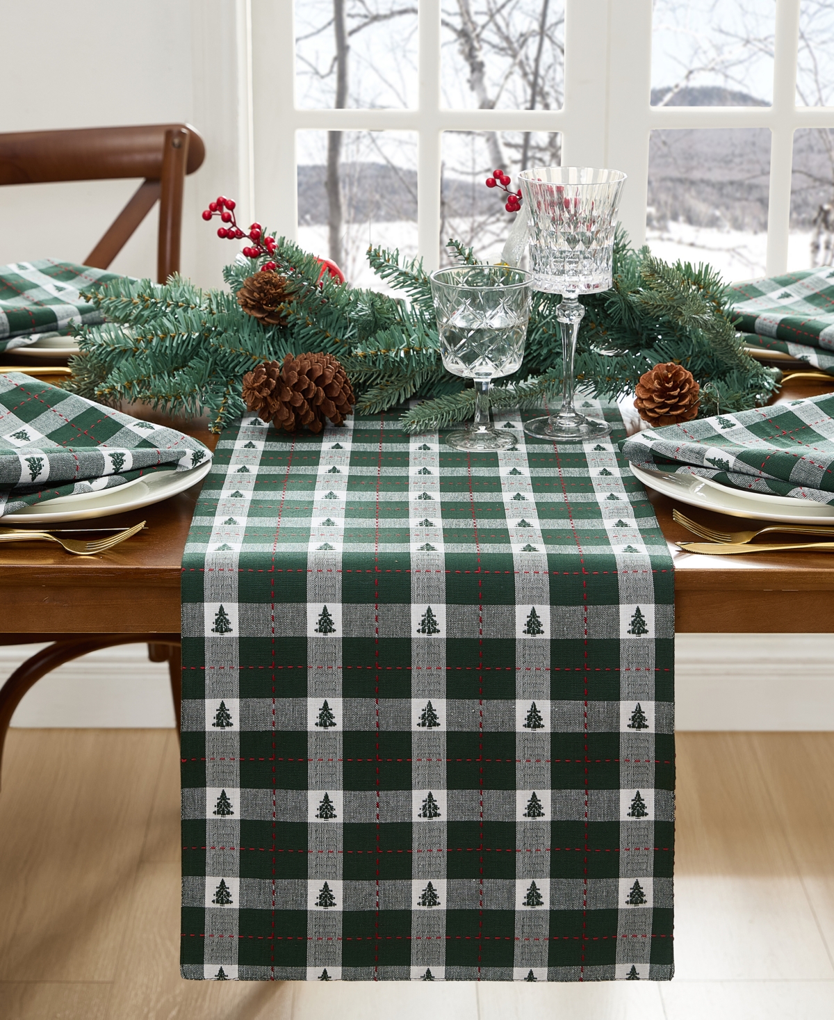 Click here for Elrene Sherwood Tree Dobby Cotton Table Runner  70... prices