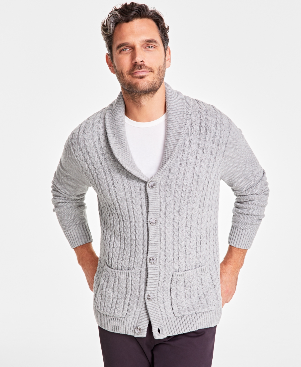 Click here for Club Room Mens Chunky Shawl Collar Cardigan Sweate... prices