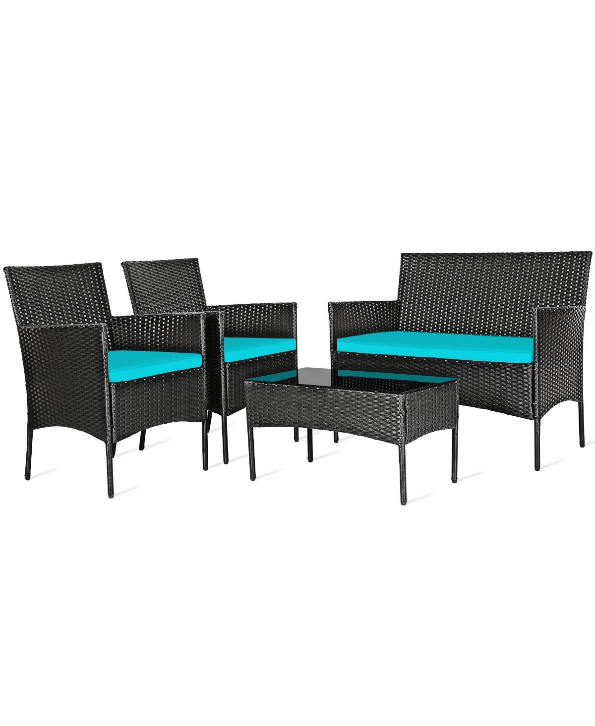 Click here for Sugift 4 Pieces Patio Rattan Cushioned Sofa Set wi... prices