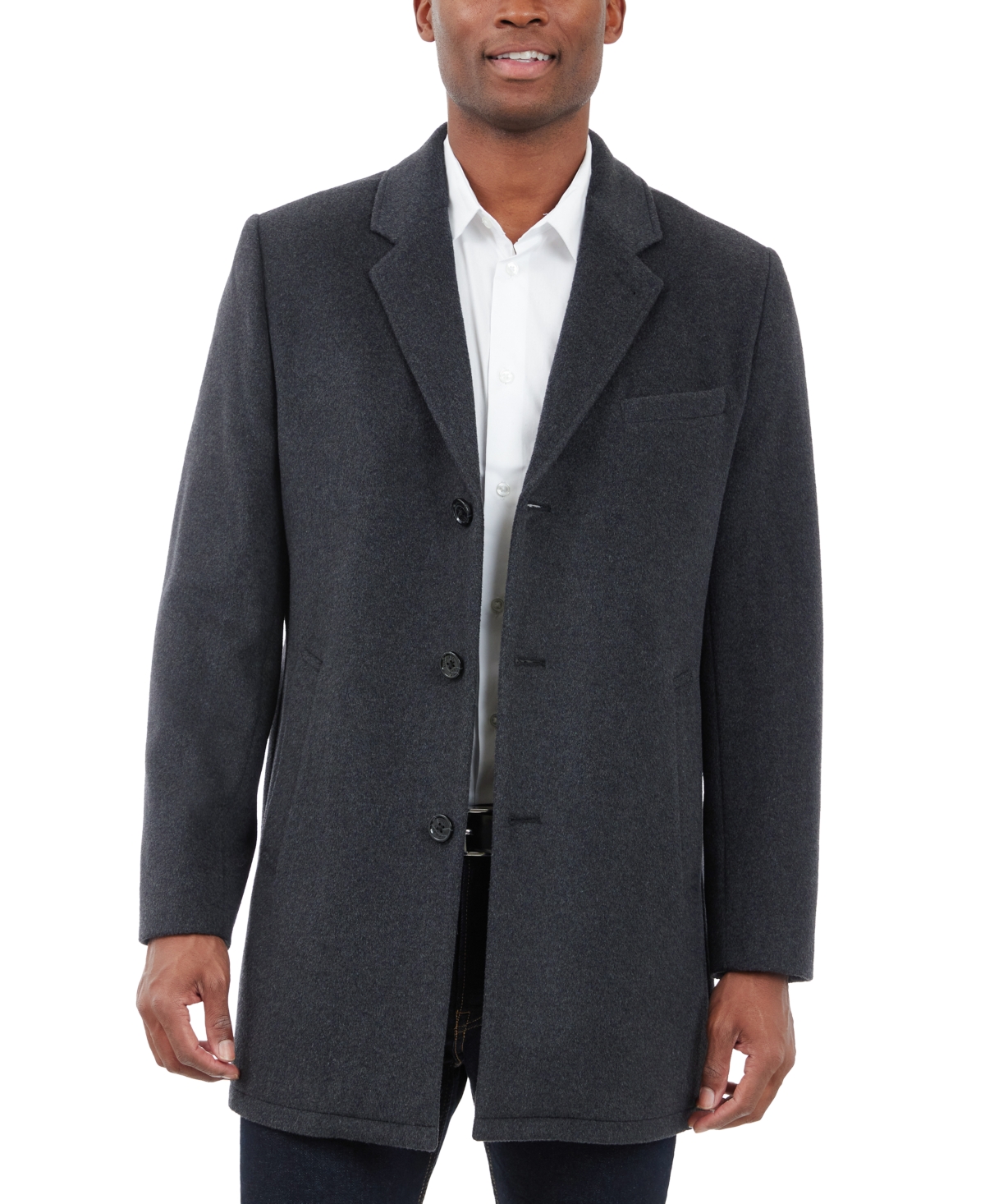 Click here for Michael Kors Mens Wool-Blend Car Coat - Charcoal prices