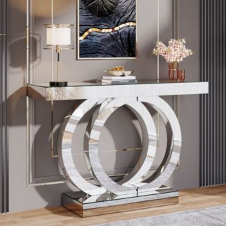 Tribesigns 43.3-Inch Mirrored Console Table, Modern Entryway Table with ...