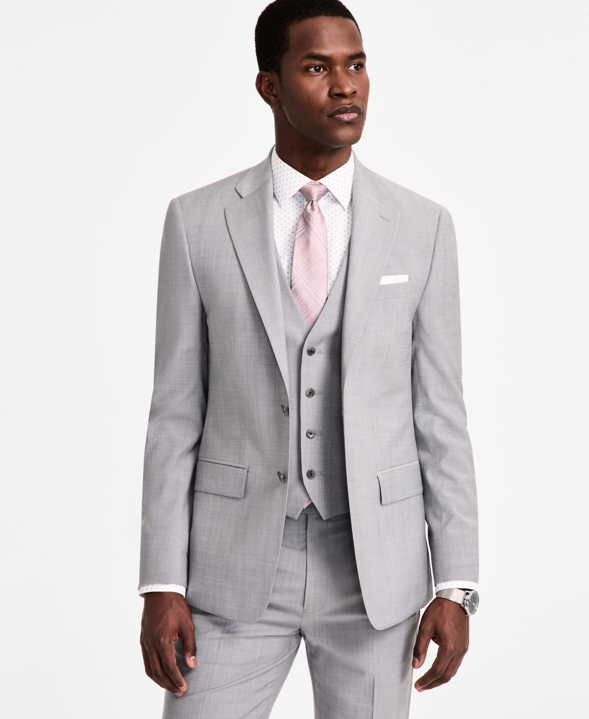 Click here for Calvin Klein Mens Slim-Fit Wool-Blend Stretch Suit... prices