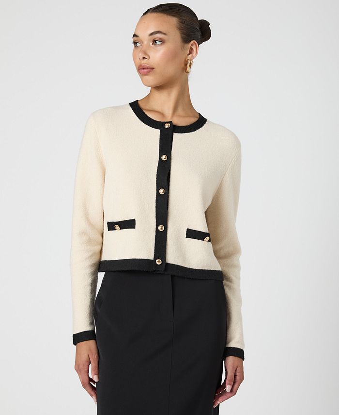 French Connection Women's Vhari Contrast-Trim Button-Up Cardigan ...