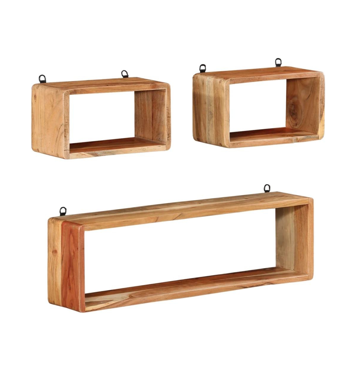 Click here for vidaXL 3 Piece Wall Cube Shelf Set Solid Acacia Wo... prices