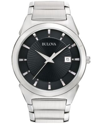 Bulova Men's Stainless Steel Bracelet Watch 38mm 96B149 - Macy's