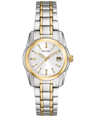 Bulova Women's Two Tone Stainless Steel Bracelet Watch 20mm 98M105 - Macy's