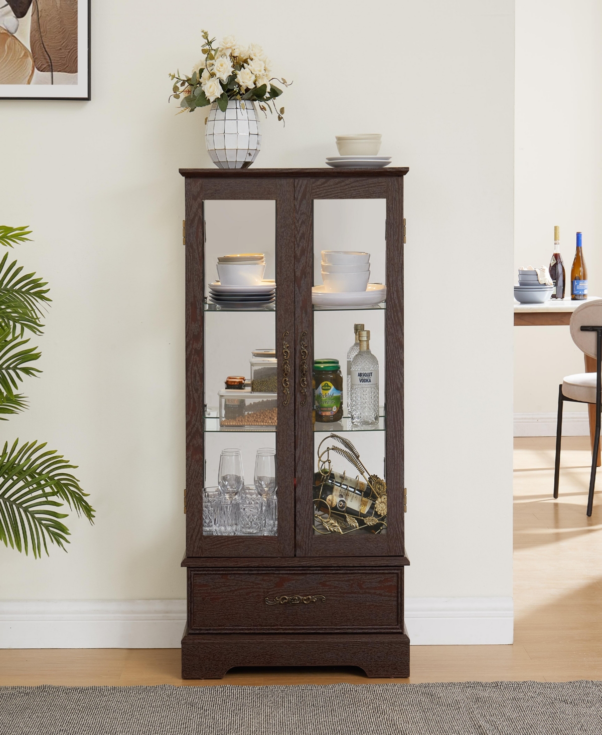 Click here for Simplie Fun Lighted Glass Curio Cabinet  Adjustabl... prices