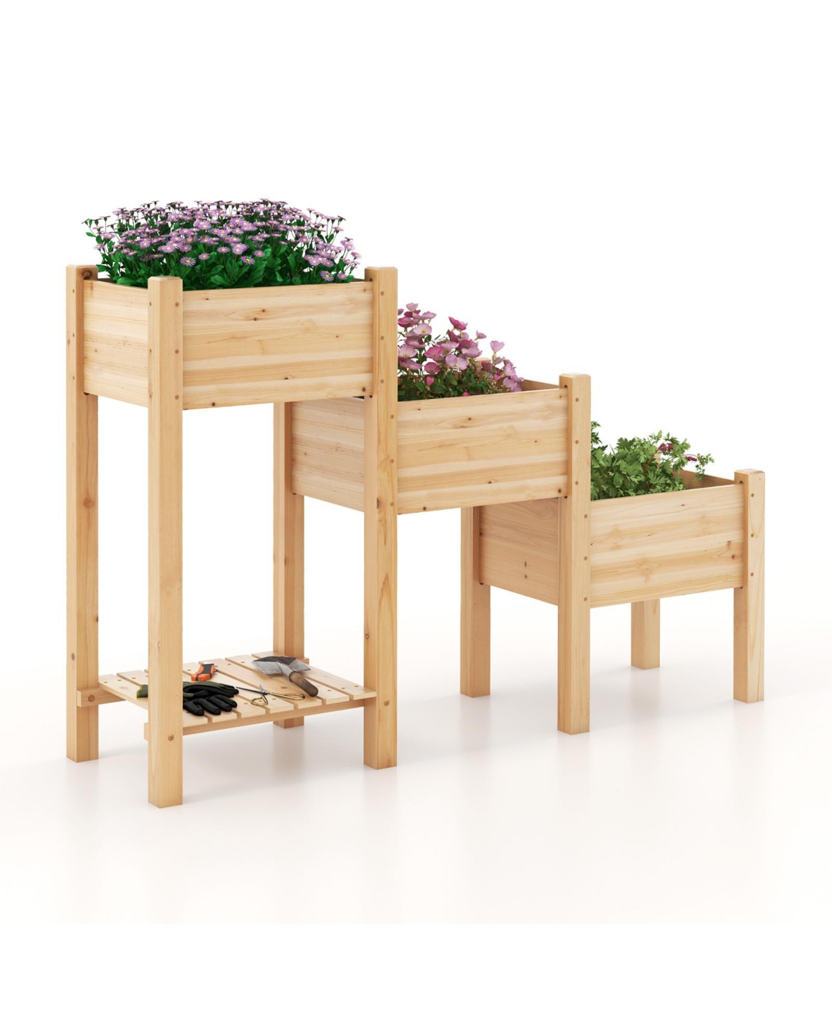Click here for Sugift 3-Tier Wooden Raised Garden Bed with Open S... prices