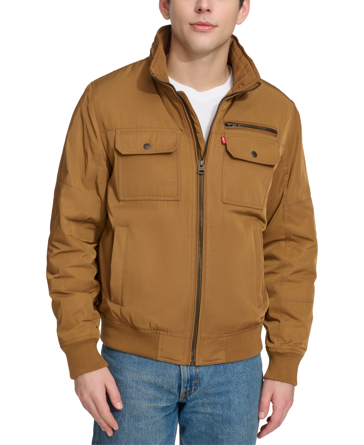 Click here for Levis Mens Twill Stand-Collar Jacket - Brown prices