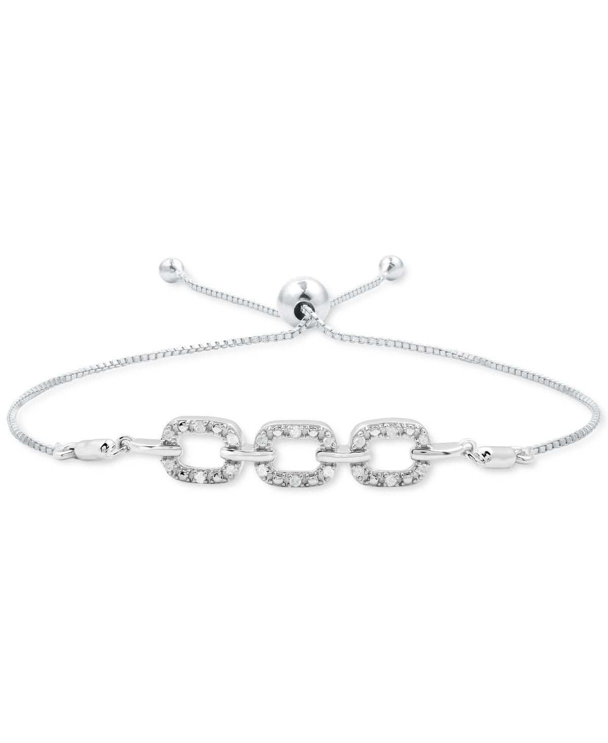 Click here for Diamond Oval Triple Link Bolo Bracelet (1/6 ct. t.... prices