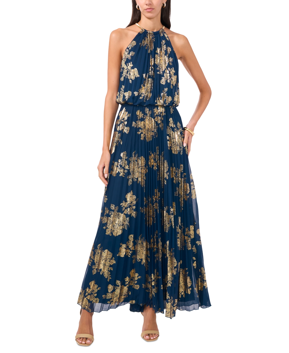 Click here for Msk Womens Embellishment Halter-Neck Pleated Dress... prices