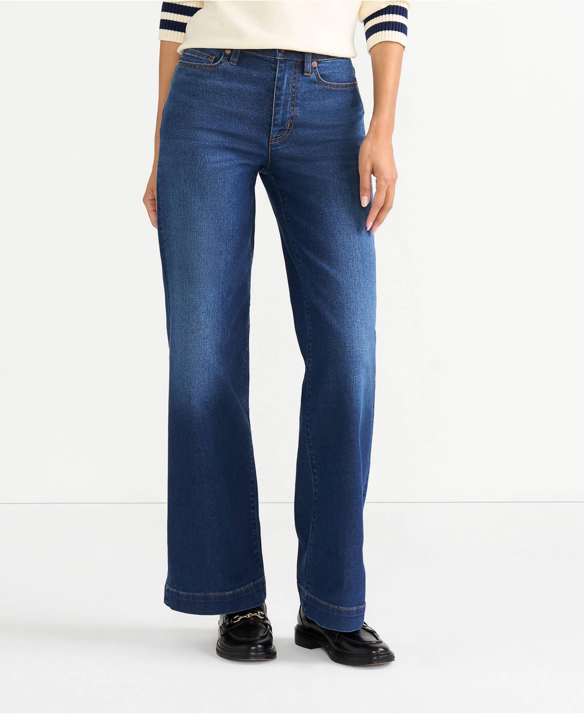 Click here for Lands End Womens High Rise Wide Leg Denim Jeans -... prices