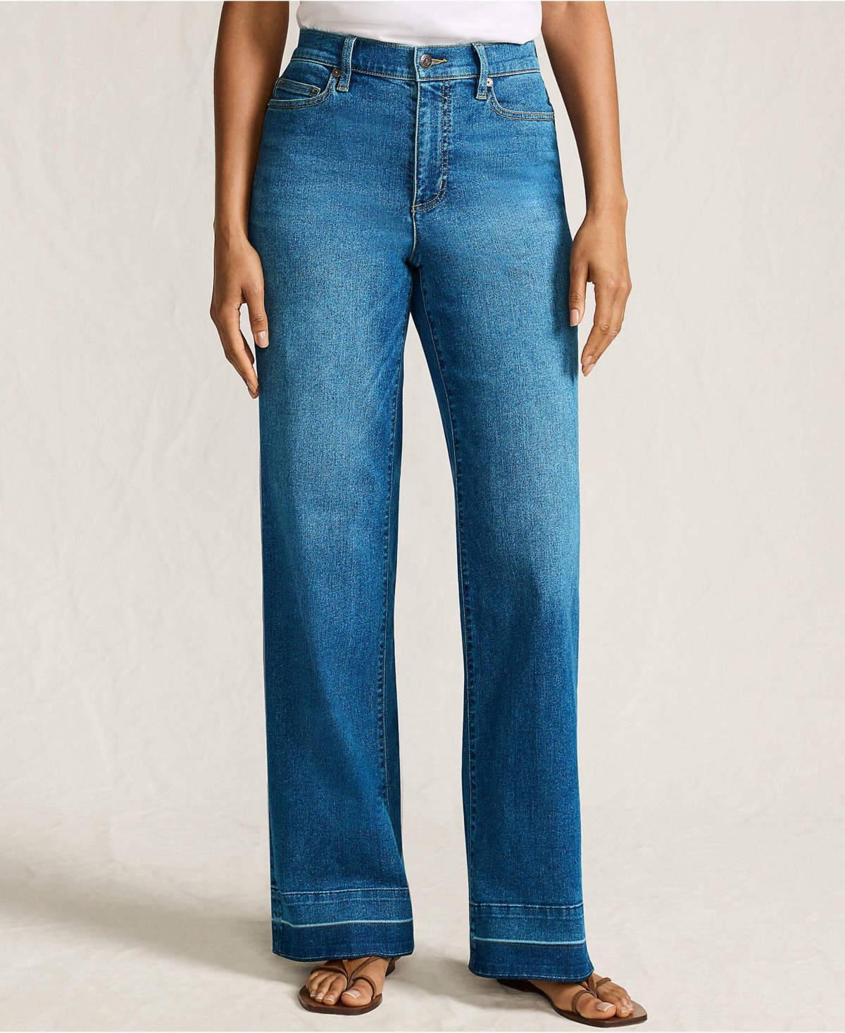 Click here for Lands End Womens High Rise Wide Leg Denim Jeans -... prices